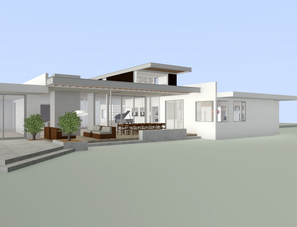 Rear Elevation Brentwood house - Dutton Architects